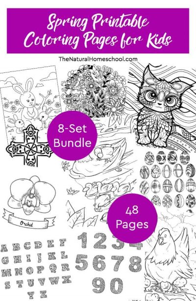 Spring Printable Coloring Pages for Kids ~ 8-Set Bundle - The Natural ...