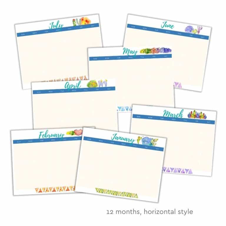 12-Month Homeschool Calendars [vertical & horizontal] - The Natural ...
