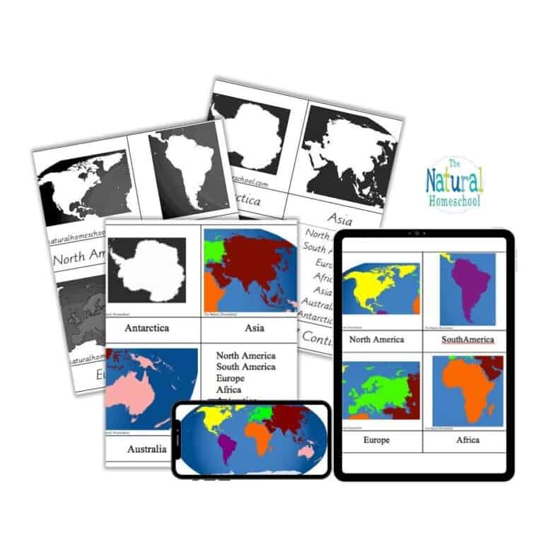 Teach your Kids the 7 Continents with 3-Part Cards - The Natural Homeschool